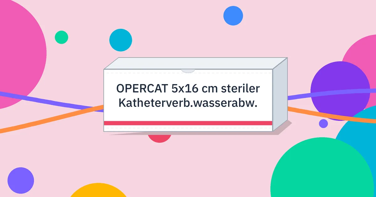 Symbolbild: Packung mit der Aufschrift OPERCAT 5x16 cm steriler Katheterverb.wasserabw. (PZN 10762886) – Verfügbarkeit und Bezug in Apotheken in Frankfurt am Main