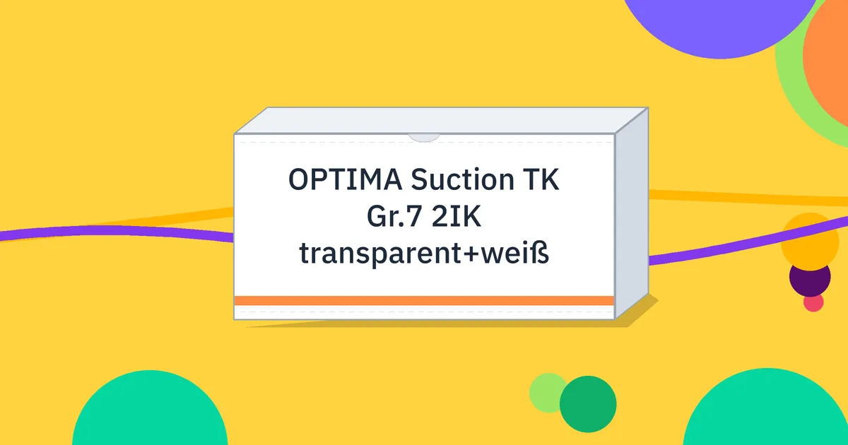 Symbolbild: Packung mit der Aufschrift OPTIMA Suction TK Gr.7 2IK transparent+weiß (PZN 10287913) – Verfügbarkeit und Bezug in Apotheken in Frankfurt am Main