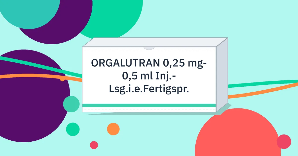 Symbolbild: Packung mit der Aufschrift ORGALUTRAN 0,25 mg-0,5 ml Inj.-Lsg.i.e.Fertigspr. (PZN 11652409) – Verfügbarkeit und Bezug in Apotheken in Frankfurt am Main