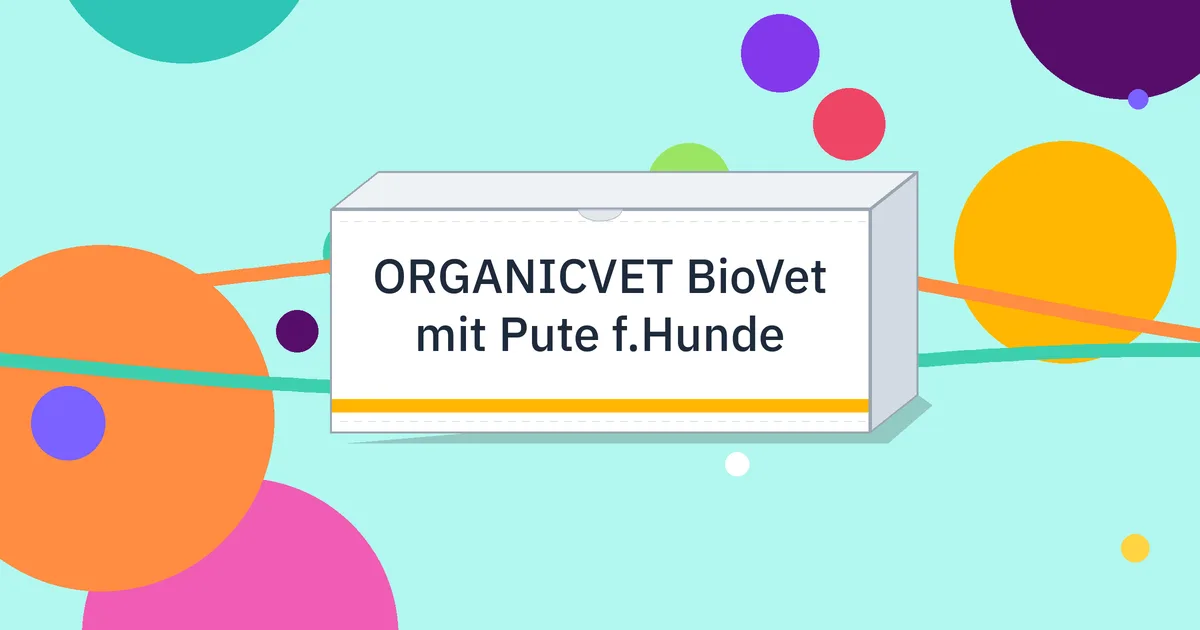 Symbolbild: Packung mit der Aufschrift ORGANICVET BioVet mit Pute f.Hunde (PZN 10177515) – Verfügbarkeit und Bezug in Apotheken in Frankfurt am Main