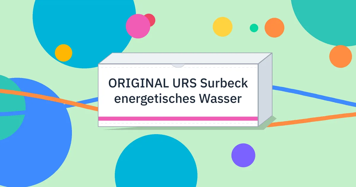 Symbolbild: Packung mit der Aufschrift ORIGINAL URS Surbeck energetisches Wasser (PZN 18911096) – Verfügbarkeit und Bezug in Apotheken in Frankfurt am Main