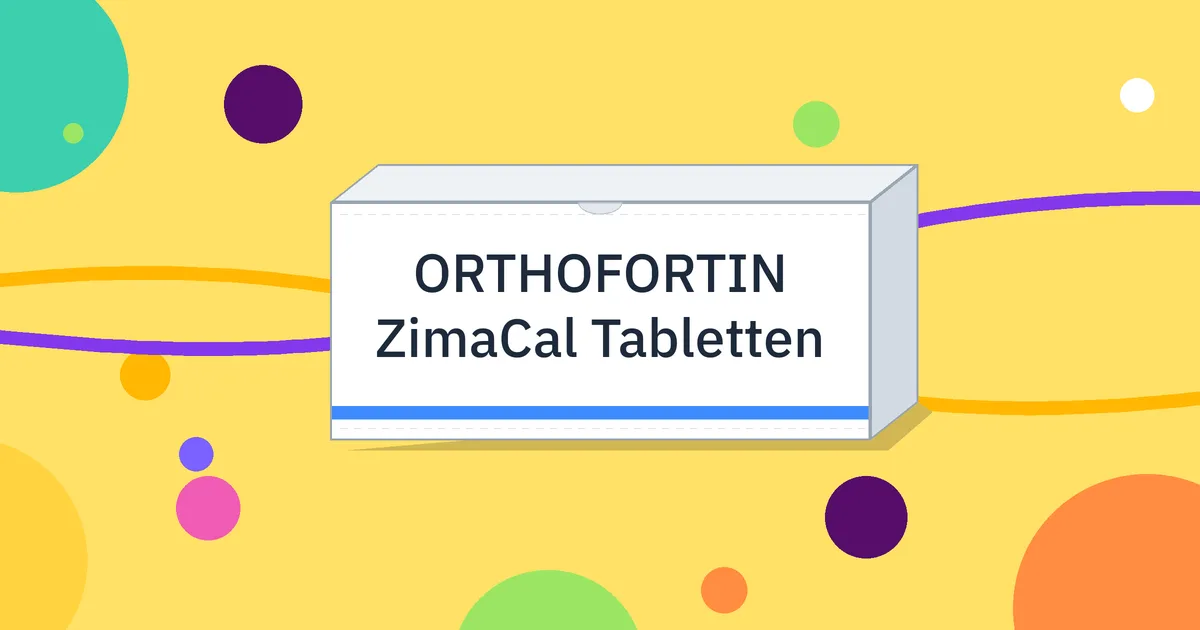 Symbolbild: Packung mit der Aufschrift ORTHOFORTIN ZimaCal Tabletten (PZN 15330878) – Verfügbarkeit und Bezug in Apotheken in Frankfurt am Main