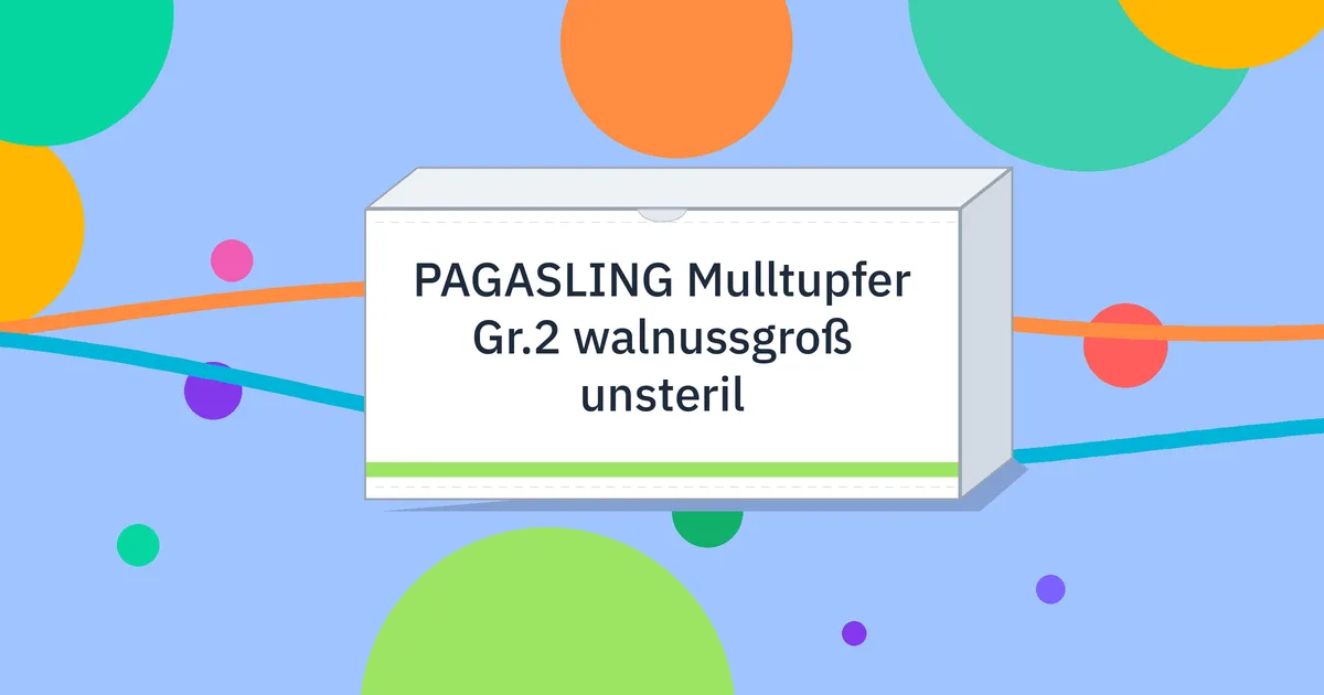 Symbolbild: Packung mit der Aufschrift PAGASLING Mulltupfer Gr.2 walnussgroß unsteril (PZN 11684556) – Verfügbarkeit und Bezug in Apotheken in Frankfurt am Main