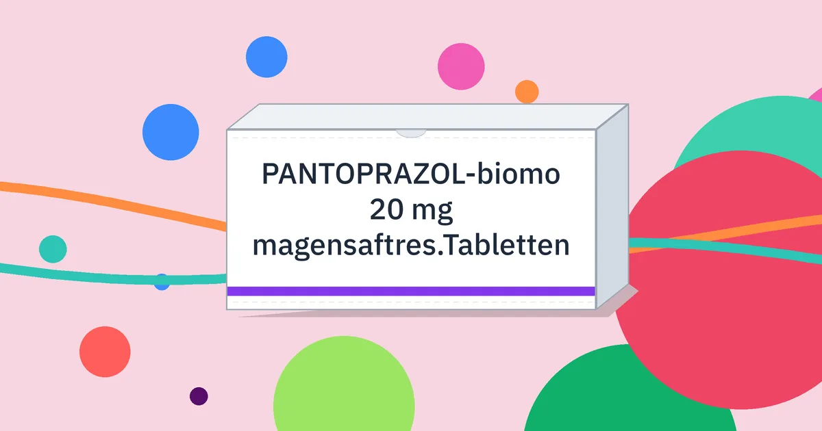 Symbolbild: Packung mit der Aufschrift PANTOPRAZOL-biomo 20 mg magensaftres.Tabletten (PZN 00294651) – Verfügbarkeit und Bezug in Apotheken in Frankfurt am Main
