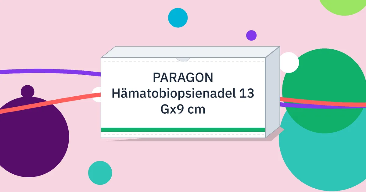 Symbolbild: Packung mit der Aufschrift PARAGON Hämatobiopsienadel 13 Gx9 cm (PZN 18214463) – Verfügbarkeit und Bezug in Apotheken in Frankfurt am Main