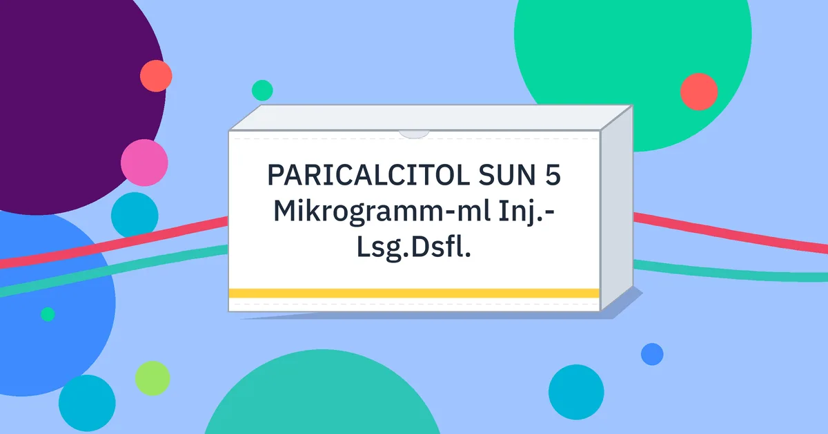 Symbolbild: Packung mit der Aufschrift PARICALCITOL SUN 5 Mikrogramm-ml Inj.-Lsg.Dsfl. (PZN 10762805) – Verfügbarkeit und Bezug in Apotheken in Frankfurt am Main