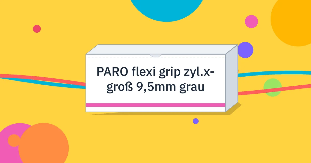 Symbolbild: Packung mit der Aufschrift PARO flexi grip zyl.x-groß 9,5mm grau (PZN 17372711) – Verfügbarkeit und Bezug in Apotheken in Frankfurt am Main