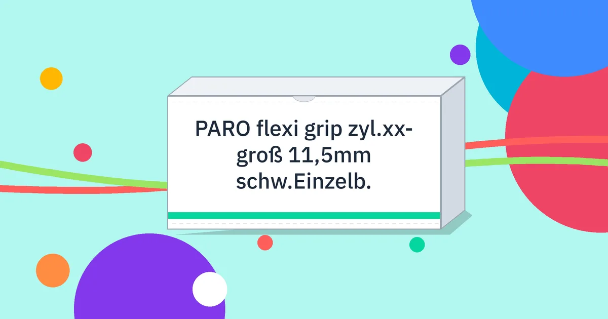 Symbolbild: Packung mit der Aufschrift PARO flexi grip zyl.xx-groß 11,5mm schw.Einzelb. (PZN 17372898) – Verfügbarkeit und Bezug in Apotheken in Frankfurt am Main