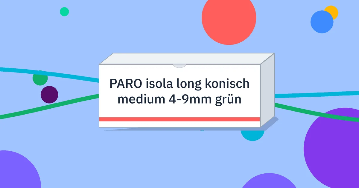 Symbolbild: Packung mit der Aufschrift PARO isola long konisch medium 4-9mm grün (PZN 17372415) – Verfügbarkeit und Bezug in Apotheken in Frankfurt am Main