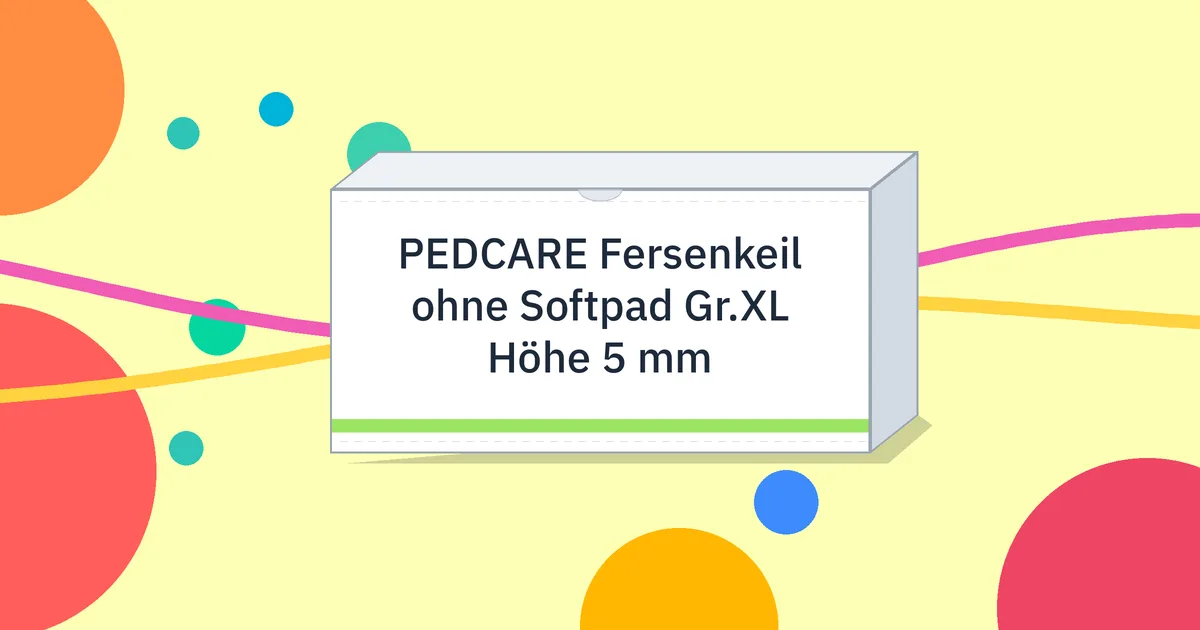 Symbolbild: Packung mit der Aufschrift PEDCARE Fersenkeil ohne Softpad Gr.XL Höhe 5 mm (PZN 13964142) – Verfügbarkeit und Bezug in Apotheken in Frankfurt am Main