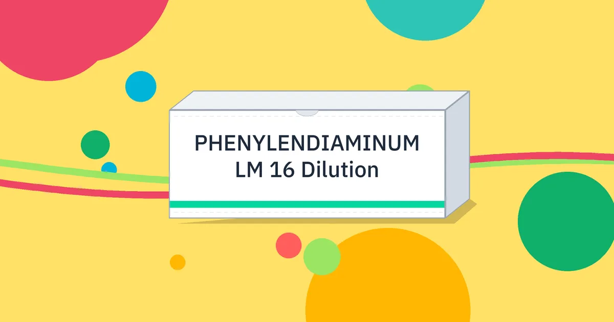 Symbolbild: Packung mit der Aufschrift PHENYLENDIAMINUM LM 16 Dilution (PZN 13638394) – Verfügbarkeit und Bezug in Apotheken in Frankfurt am Main