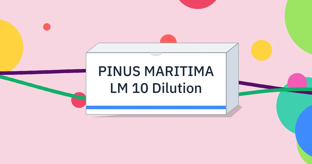 Symbolbild: Packung mit der Aufschrift PINUS MARITIMA LM 10 Dilution (PZN 13644319) – Verfügbarkeit und Bezug in Apotheken in Frankfurt am Main
