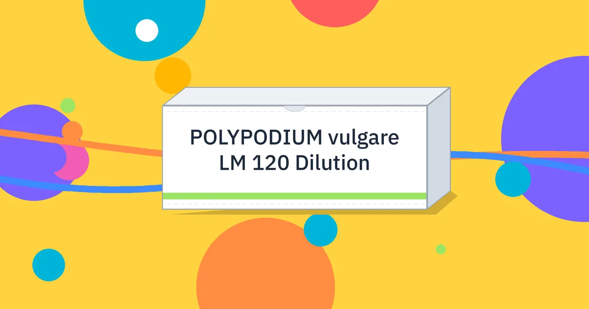 Symbolbild: Packung mit der Aufschrift POLYPODIUM vulgare LM 120 Dilution (PZN 13663647) – Verfügbarkeit und Bezug in Apotheken in Frankfurt am Main