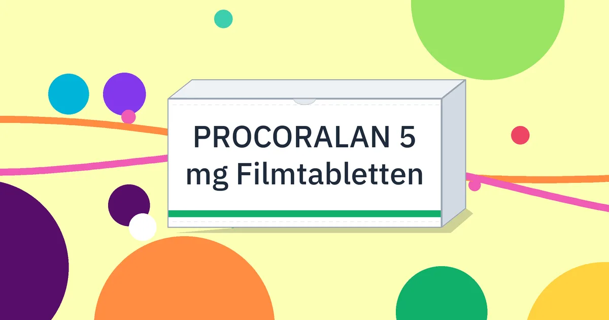 Symbolbild: Packung mit der Aufschrift PROCORALAN 5 mg Filmtabletten (PZN 03879814) – Verfügbarkeit und Bezug in Apotheken in Frankfurt am Main
