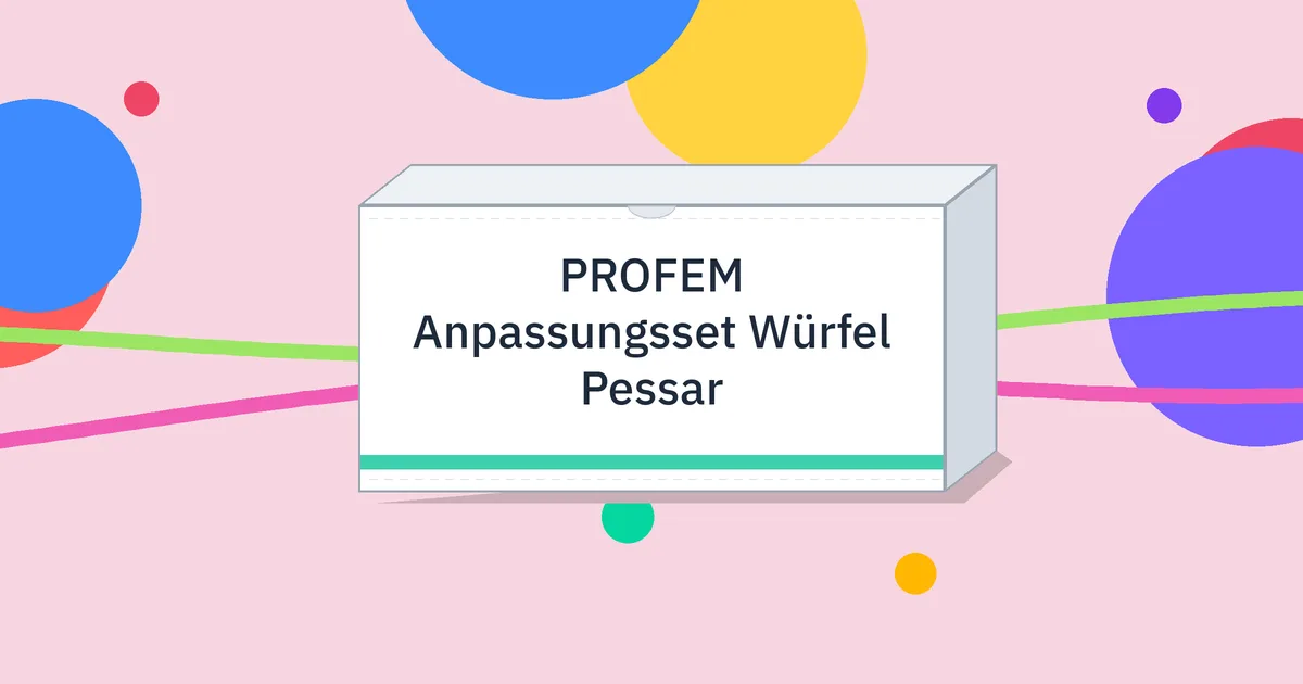 Symbolbild: Packung mit der Aufschrift PROFEM Anpassungsset Würfel Pessar (PZN 18851543) – Verfügbarkeit und Bezug in Apotheken in Frankfurt am Main