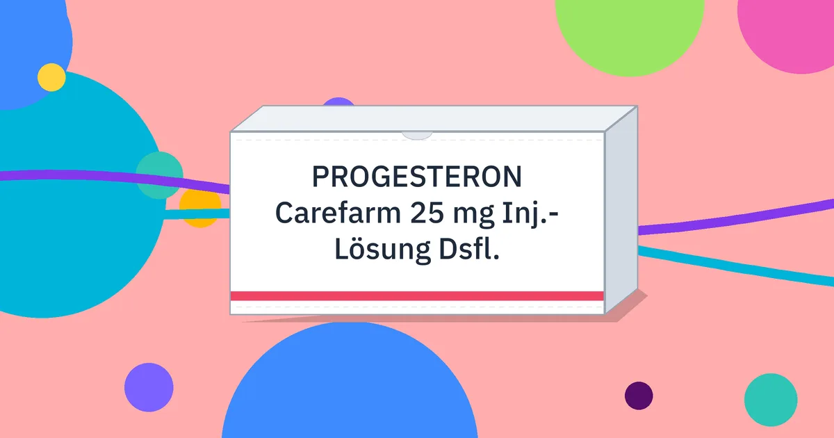 Symbolbild: Packung mit der Aufschrift PROGESTERON Carefarm 25 mg Inj.-Lösung Dsfl. (PZN 19921783) – Verfügbarkeit und Bezug in Apotheken in Frankfurt am Main