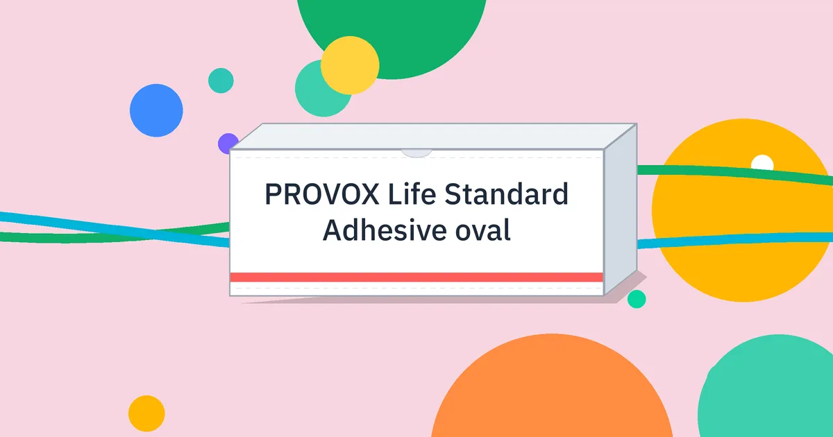Symbolbild: Packung mit der Aufschrift PROVOX Life Standard Adhesive oval (PZN 19625375) – Verfügbarkeit und Bezug in Apotheken in Frankfurt am Main