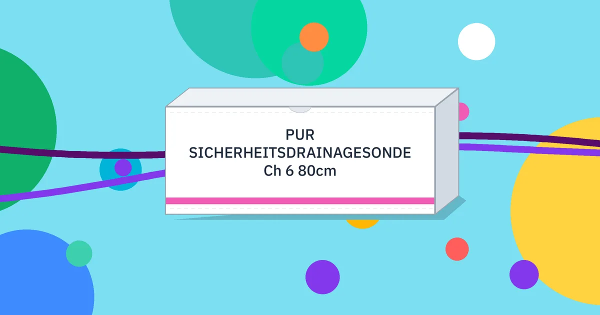 Symbolbild: Packung mit der Aufschrift PUR SICHERHEITSDRAINAGESONDE Ch 6 80cm (PZN 19067923) – Verfügbarkeit und Bezug in Apotheken in Frankfurt am Main