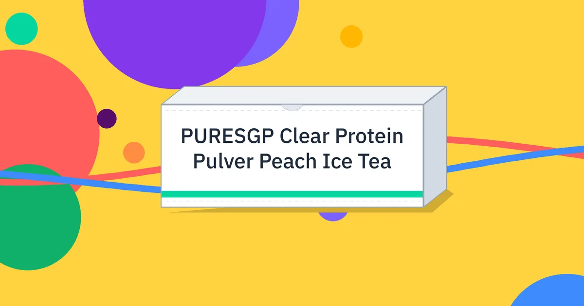 Symbolbild: Packung mit der Aufschrift PURESGP Clear Protein Pulver Peach Ice Tea (PZN 20574134) – Verfügbarkeit und Bezug in Apotheken in Frankfurt am Main