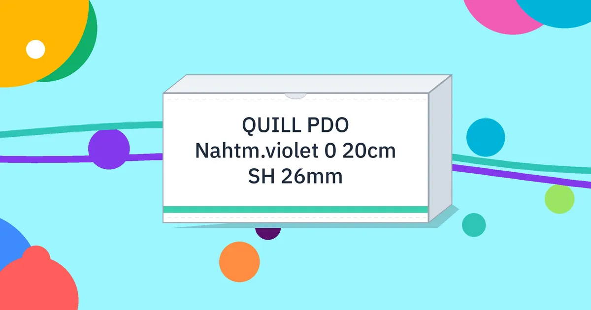 Symbolbild: Packung mit der Aufschrift QUILL PDO Nahtm.violet 0 20cm SH 26mm (PZN 17990113) – Verfügbarkeit und Bezug in Apotheken in Frankfurt am Main