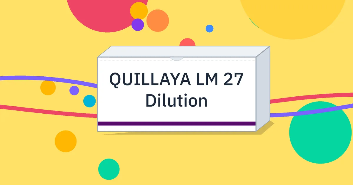 Symbolbild: Packung mit der Aufschrift QUILLAYA LM 27 Dilution (PZN 13675225) – Verfügbarkeit und Bezug in Apotheken in Frankfurt am Main