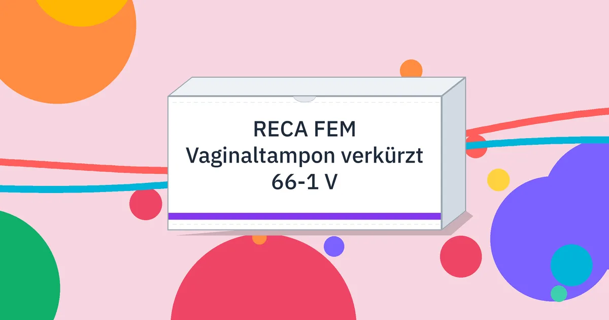 Symbolbild: Packung mit der Aufschrift RECA FEM Vaginaltampon verkürzt 66-1 V (PZN 09175876) – Verfügbarkeit und Bezug in Apotheken in Frankfurt am Main