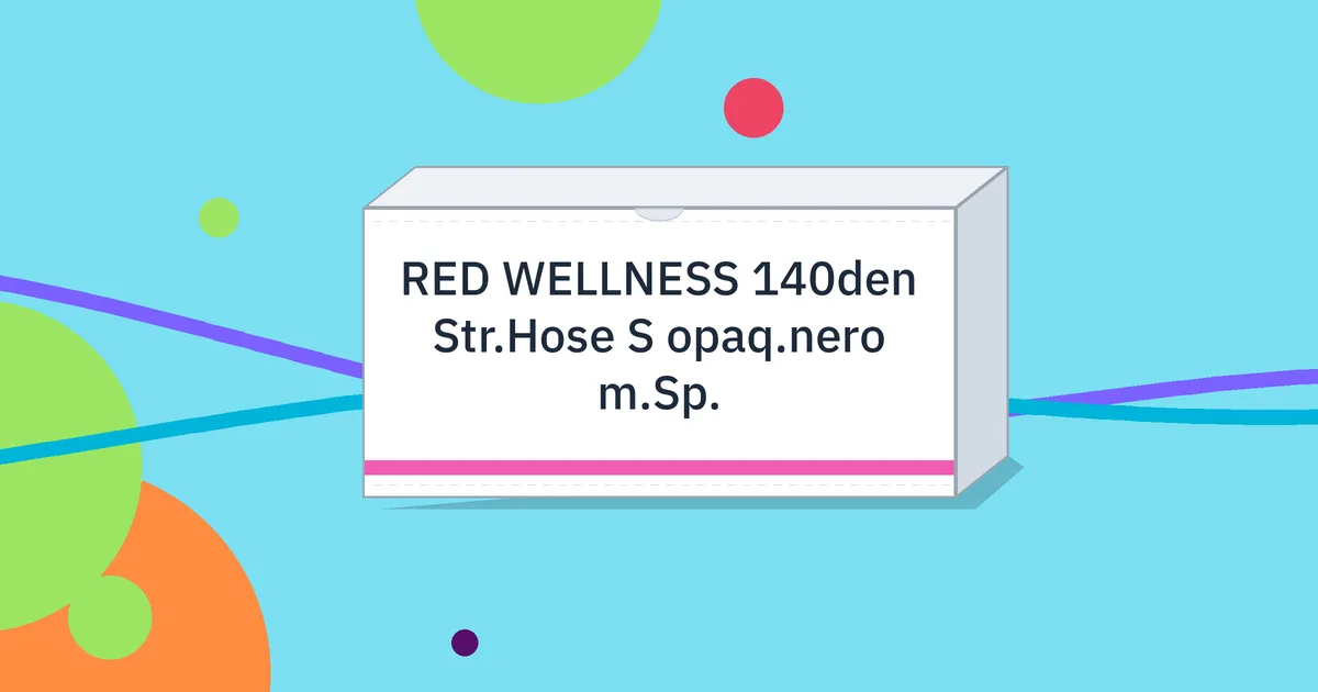 Symbolbild: Packung mit der Aufschrift RED WELLNESS 140den Str.Hose S opaq.nero m.Sp. (PZN 16176103) – Verfügbarkeit und Bezug in Apotheken in Frankfurt am Main