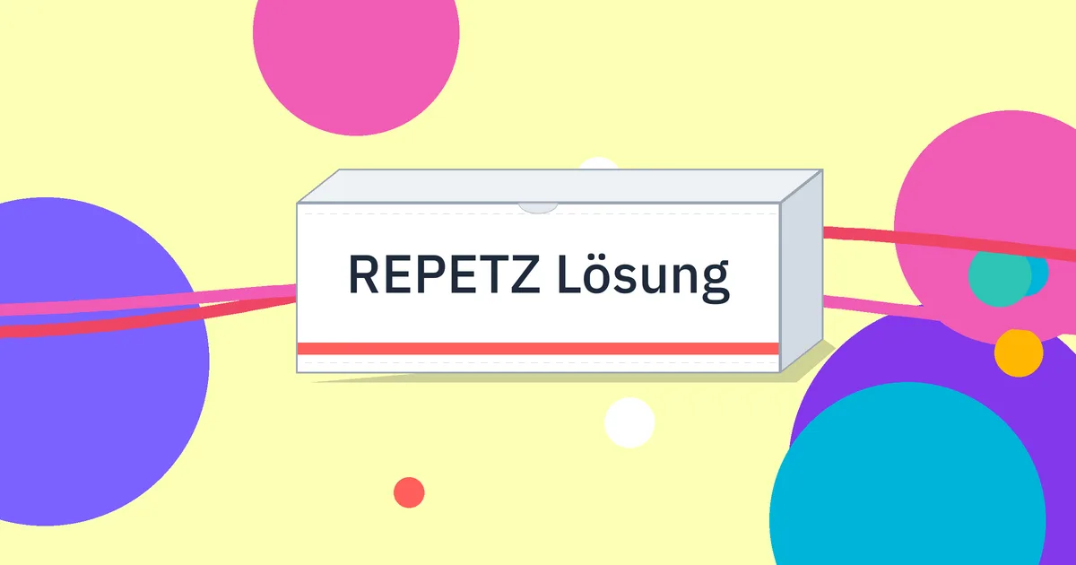 Symbolbild: Packung mit der Aufschrift REPETZ Lösung (PZN 05021780) – Verfügbarkeit und Bezug in Apotheken in Frankfurt am Main