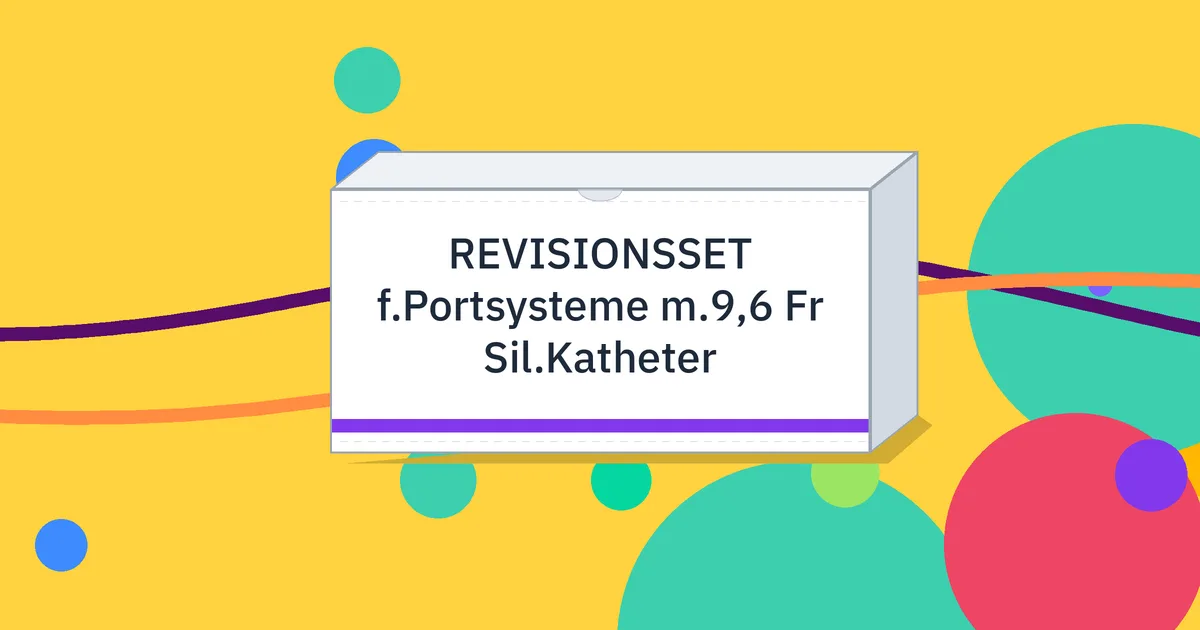 Symbolbild: Packung mit der Aufschrift REVISIONSSET f.Portsysteme m.9,6 Fr Sil.Katheter (PZN 12396463) – Verfügbarkeit und Bezug in Apotheken in Frankfurt am Main