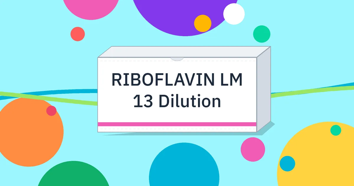 Symbolbild: Packung mit der Aufschrift RIBOFLAVIN LM 13 Dilution (PZN 13054440) – Verfügbarkeit und Bezug in Apotheken in Frankfurt am Main
