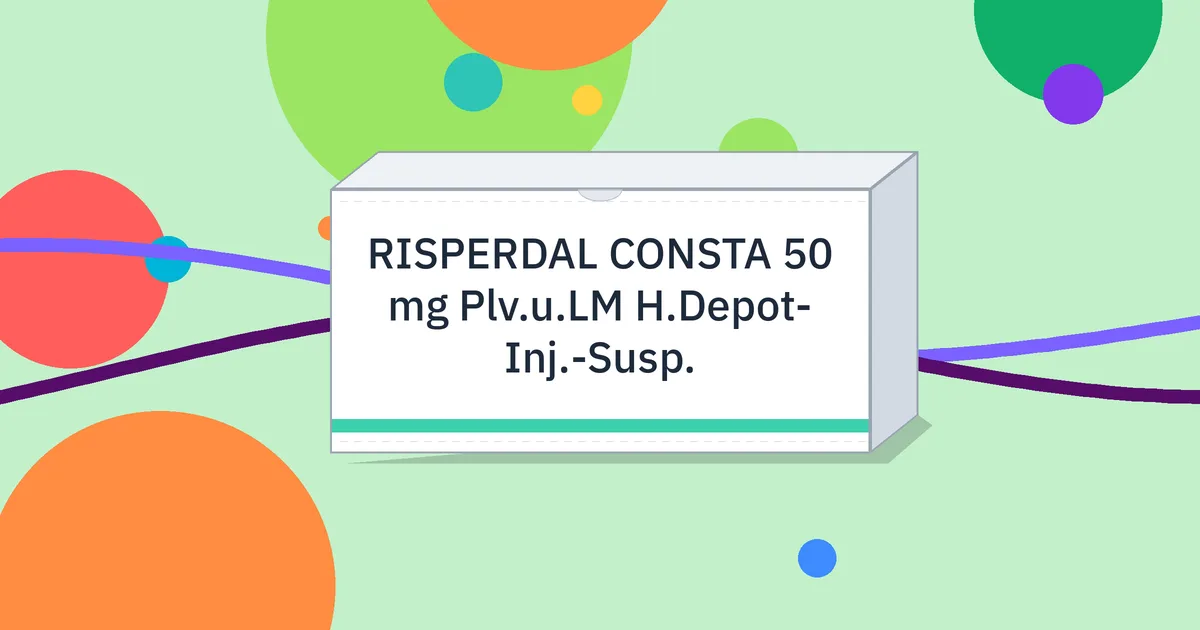 Symbolbild: Packung mit der Aufschrift RISPERDAL CONSTA 50 mg Plv.u.LM H.Depot-Inj.-Susp. (PZN 00822819) – Verfügbarkeit und Bezug in Apotheken in Frankfurt am Main