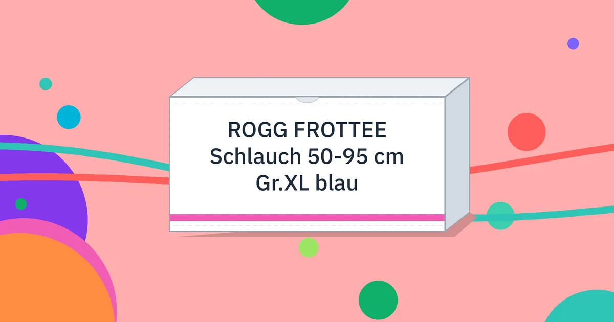 Symbolbild: Packung mit der Aufschrift ROGG FROTTEE Schlauch 50-95 cm Gr.XL blau (PZN 05963157) – Verfügbarkeit und Bezug in Apotheken in Frankfurt am Main