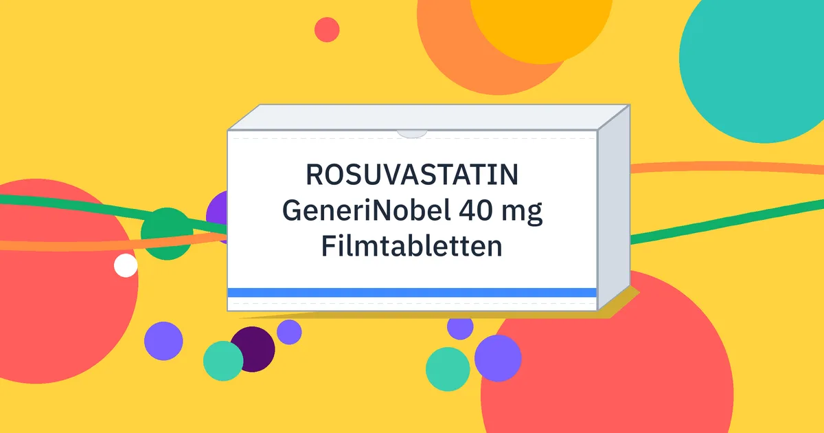 Symbolbild: Packung mit der Aufschrift ROSUVASTATIN GeneriNobel 40 mg Filmtabletten (PZN 19148277) – Verfügbarkeit und Bezug in Apotheken in Frankfurt am Main