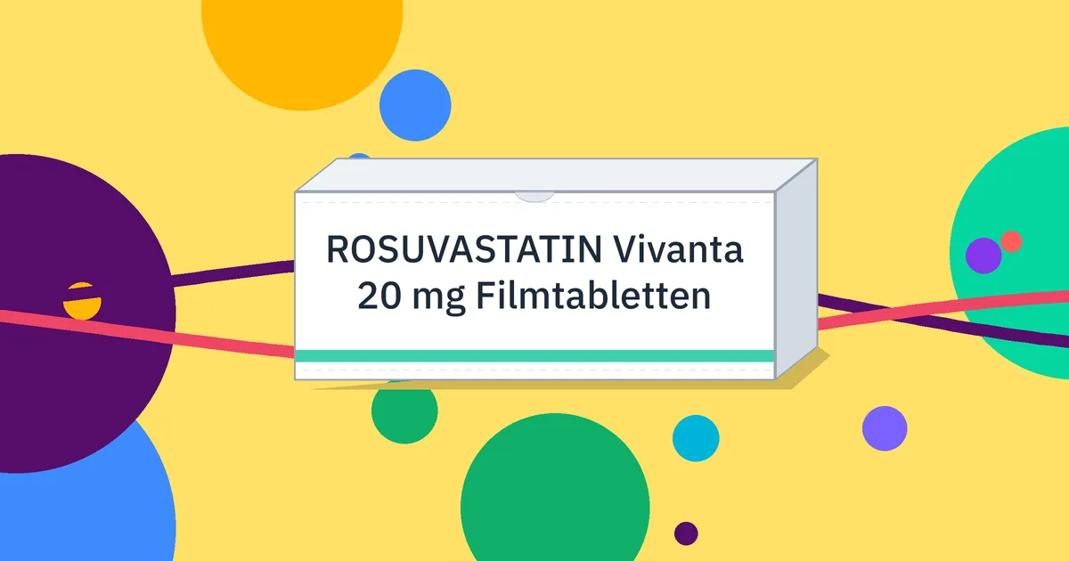Symbolbild: Packung mit der Aufschrift ROSUVASTATIN Vivanta 20 mg Filmtabletten (PZN 16663263) – Verfügbarkeit und Bezug in Apotheken in Frankfurt am Main