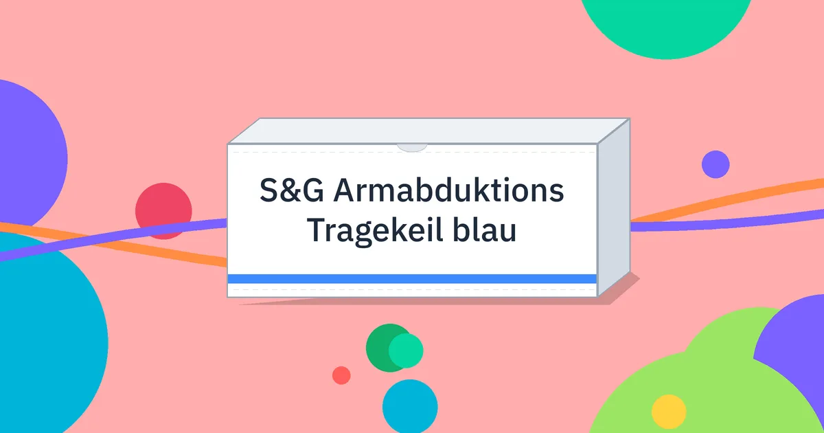 Symbolbild: Packung mit der Aufschrift S&G Armabduktions Tragekeil blau (PZN 01177775) – Verfügbarkeit und Bezug in Apotheken in Frankfurt am Main