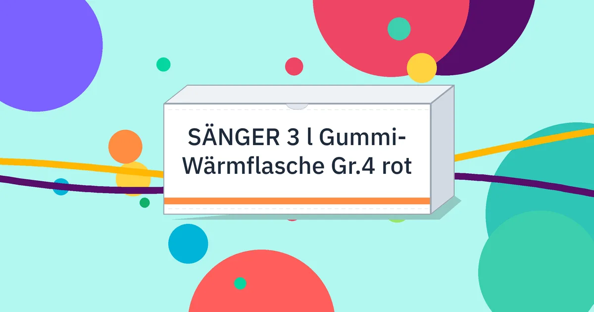 Symbolbild: Packung mit der Aufschrift SÄNGER 3 l Gummi-Wärmflasche Gr.4 rot (PZN 02189757) – Verfügbarkeit und Bezug in Apotheken in Frankfurt am Main