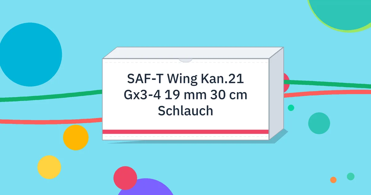 Symbolbild: Packung mit der Aufschrift SAF-T Wing Kan.21 Gx3-4 19 mm 30 cm Schlauch (PZN 07734745) – Verfügbarkeit und Bezug in Apotheken in Frankfurt am Main
