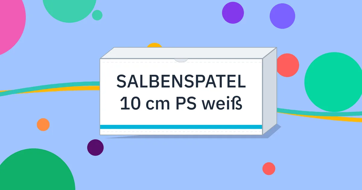 Symbolbild: Packung mit der Aufschrift SALBENSPATEL 10 cm PS weiß (PZN 18015338) – Verfügbarkeit und Bezug in Apotheken in Frankfurt am Main