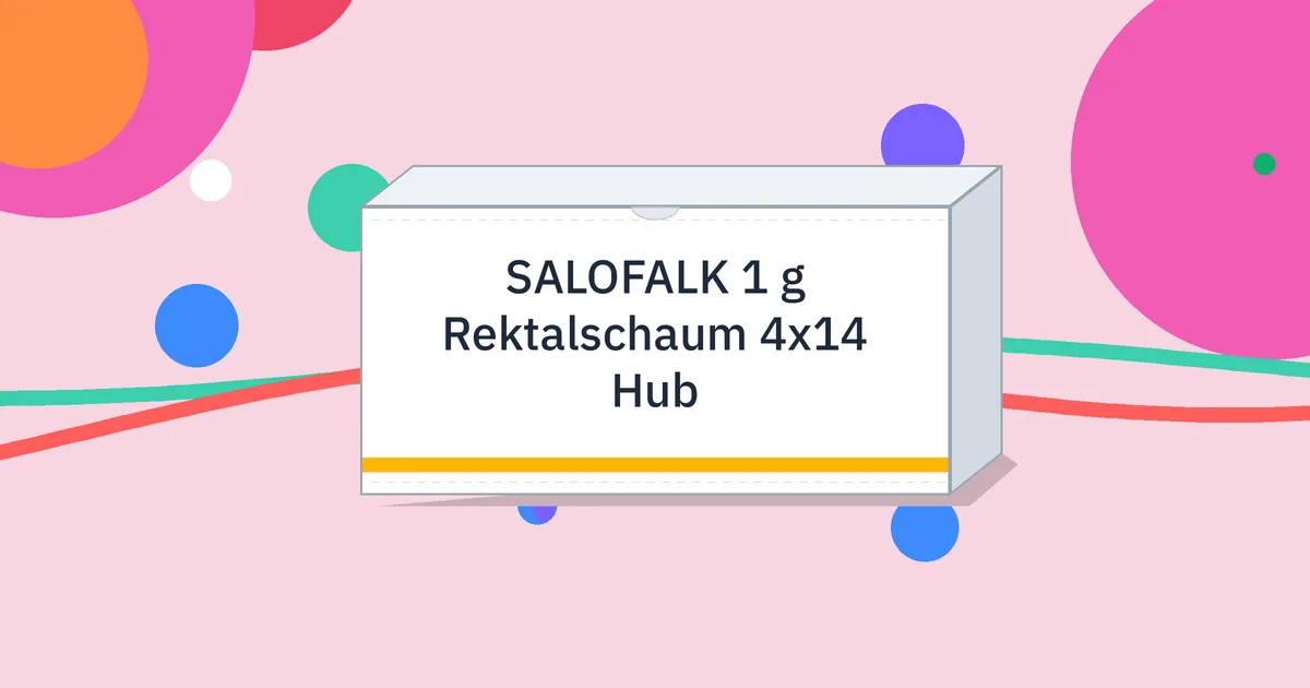 Symbolbild: Packung mit der Aufschrift SALOFALK 1 g Rektalschaum 4x14 Hub (PZN 01896955) – Verfügbarkeit und Bezug in Apotheken in Frankfurt am Main