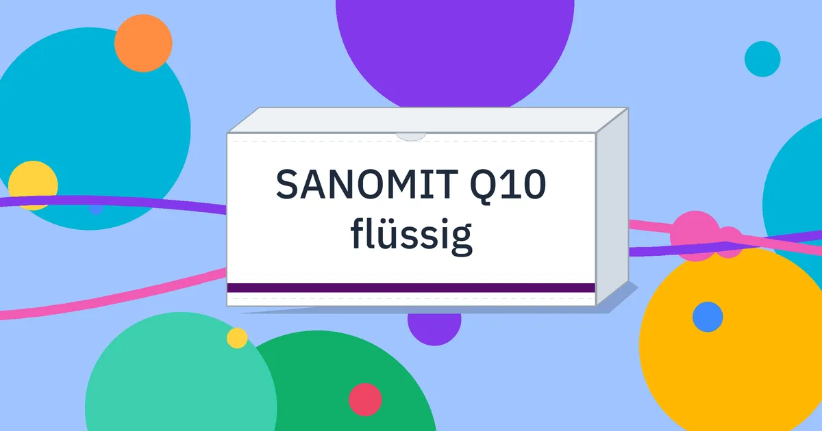 Symbolbild: Packung mit der Aufschrift SANOMIT Q10 flüssig (PZN 00978036) – Verfügbarkeit und Bezug in Apotheken in Frankfurt am Main