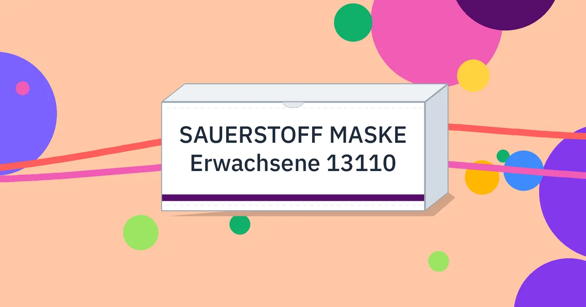 Symbolbild: Packung mit der Aufschrift SAUERSTOFF MASKE Erwachsene 13110 (PZN 03054309) – Verfügbarkeit und Bezug in Apotheken in Frankfurt am Main