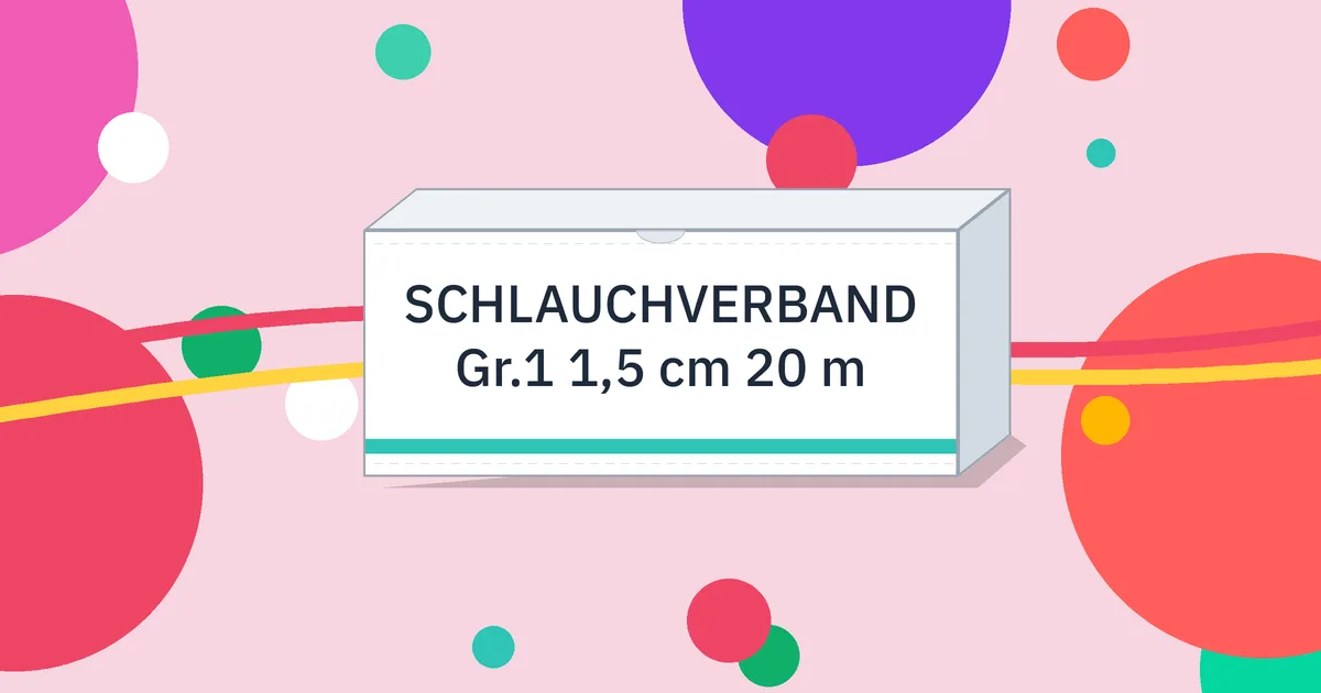 Symbolbild: Packung mit der Aufschrift SCHLAUCHVERBAND Gr.1 1,5 cm 20 m (PZN 08822285) – Verfügbarkeit und Bezug in Apotheken in Frankfurt am Main