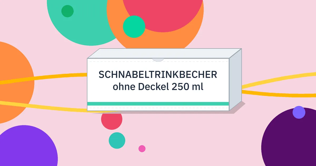 Symbolbild: Packung mit der Aufschrift SCHNABELTRINKBECHER ohne Deckel 250 ml (PZN 10404141) – Verfügbarkeit und Bezug in Apotheken in Frankfurt am Main