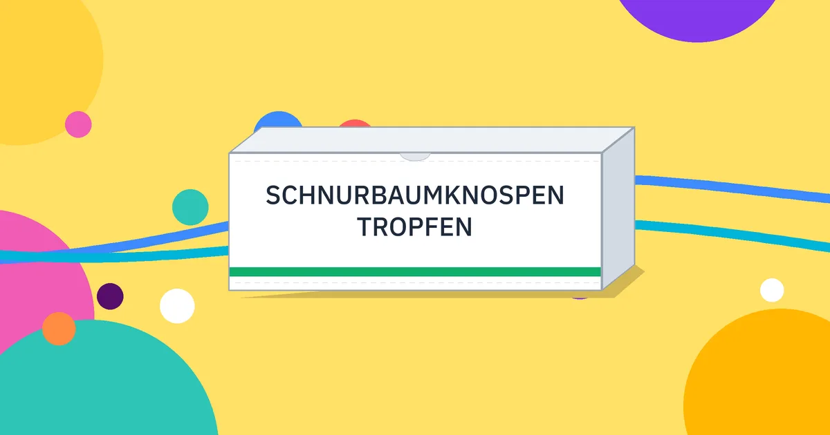 Symbolbild: Packung mit der Aufschrift SCHNURBAUMKNOSPEN TROPFEN (PZN 14128347) – Verfügbarkeit und Bezug in Apotheken in Frankfurt am Main