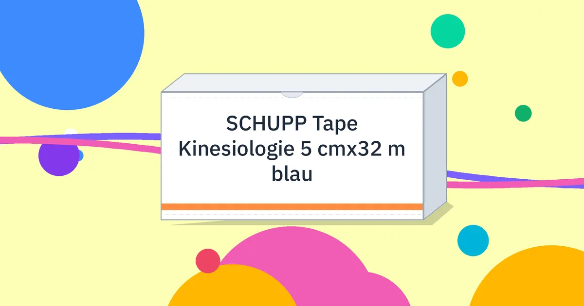 Symbolbild: Packung mit der Aufschrift SCHUPP Tape Kinesiologie 5 cmx32 m blau (PZN 14446509) – Verfügbarkeit und Bezug in Apotheken in Frankfurt am Main