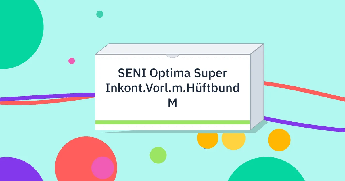 Symbolbild: Packung mit der Aufschrift SENI Optima Super Inkont.Vorl.m.Hüftbund M (PZN 18012541) – Verfügbarkeit und Bezug in Apotheken in Frankfurt am Main