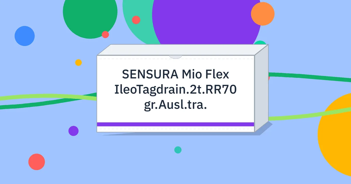 Symbolbild: Packung mit der Aufschrift SENSURA Mio Flex IleoTagdrain.2t.RR70 gr.Ausl.tra. (PZN 12615184) – Verfügbarkeit und Bezug in Apotheken in Frankfurt am Main