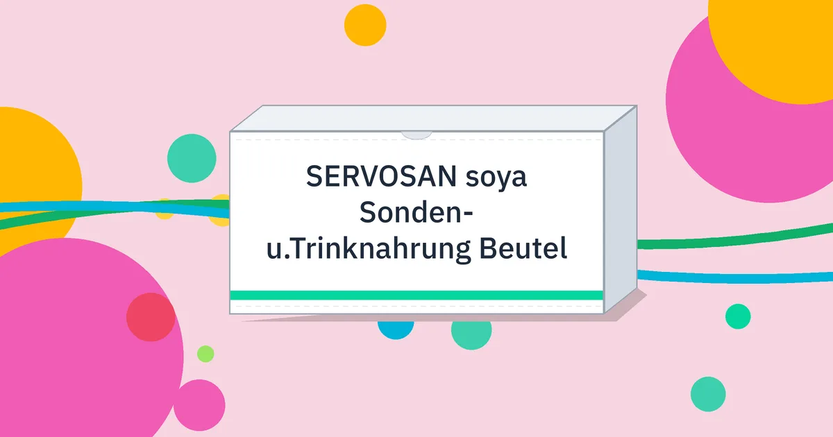 Symbolbild: Packung mit der Aufschrift SERVOSAN soya Sonden- u.Trinknahrung Beutel (PZN 14024010) – Verfügbarkeit und Bezug in Apotheken in Frankfurt am Main