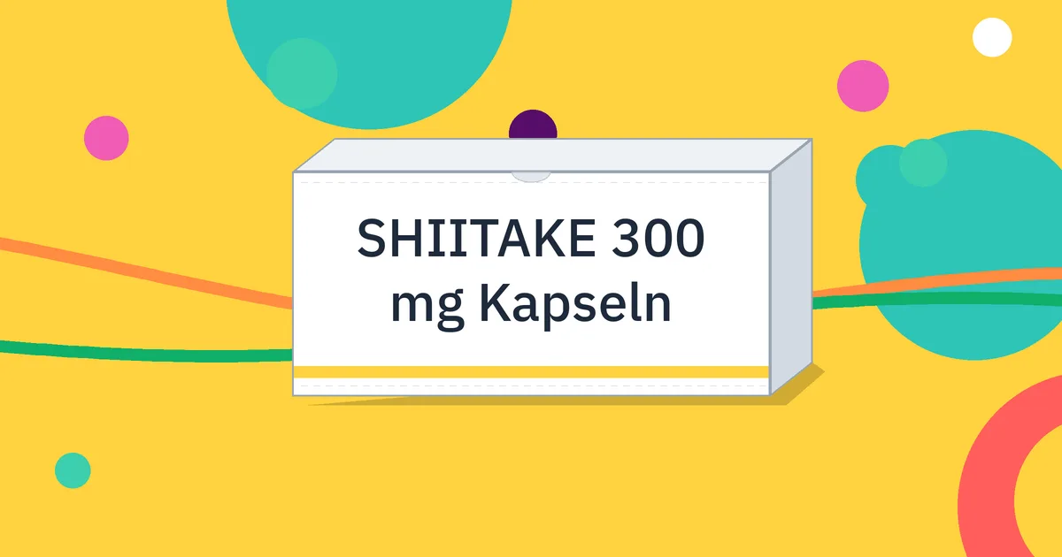 Symbolbild: Packung mit der Aufschrift SHIITAKE 300 mg Kapseln (PZN 11331289) – Verfügbarkeit und Bezug in Apotheken in Frankfurt am Main