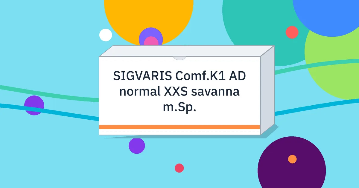 Symbolbild: Packung mit der Aufschrift SIGVARIS Comf.K1 AD normal XXS savanna m.Sp. (PZN 17094175) – Verfügbarkeit und Bezug in Apotheken in Frankfurt am Main